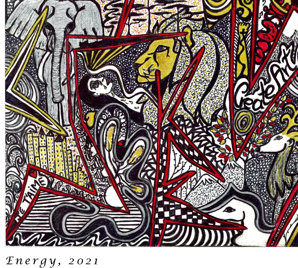 Electric. Vibrant Maximalist Wall Art. Abstract Modern Line Drawing ...