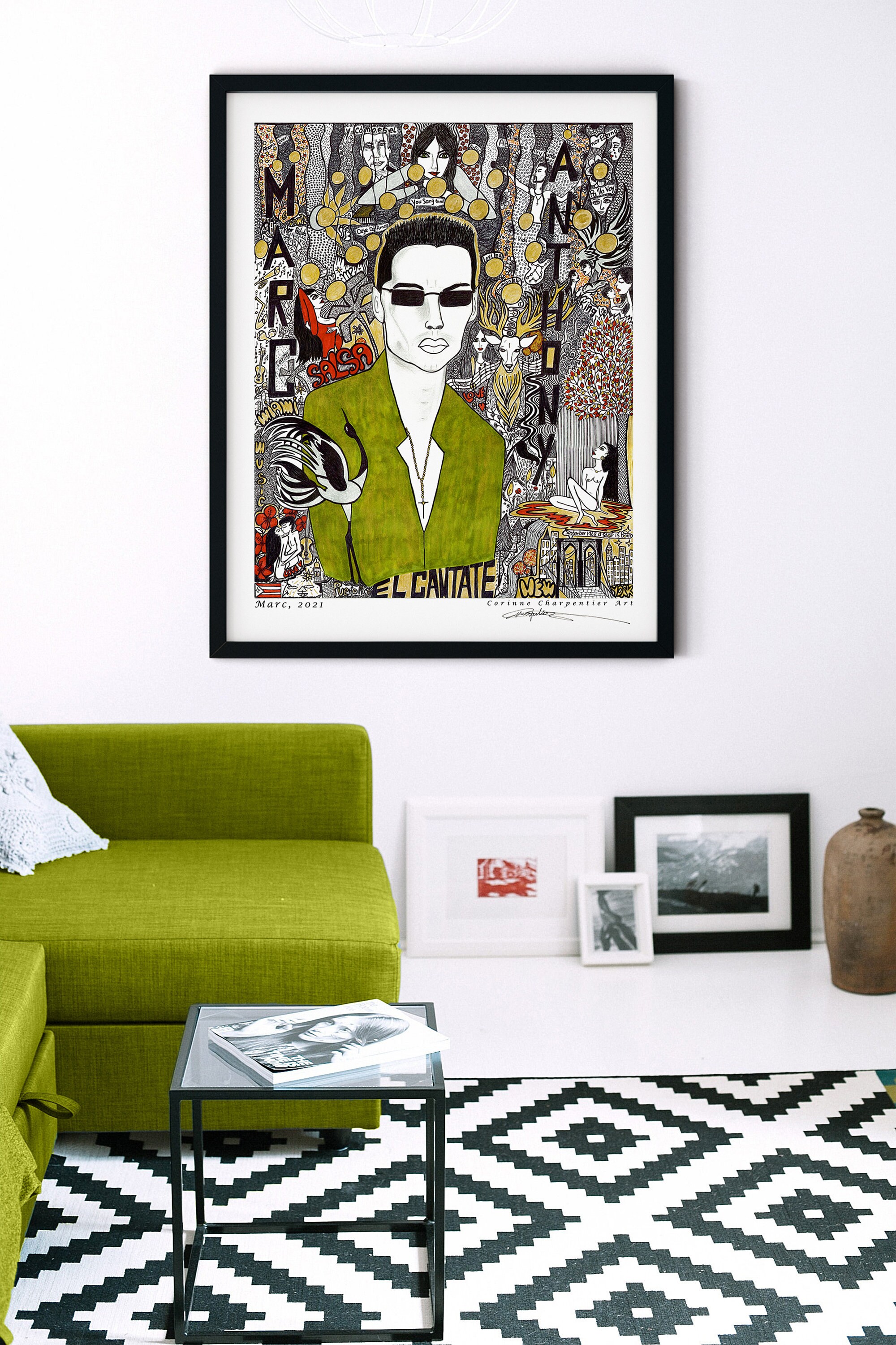 Marc. Green and Gold Maximalist Printable Wall Art. Abstract - Etsy