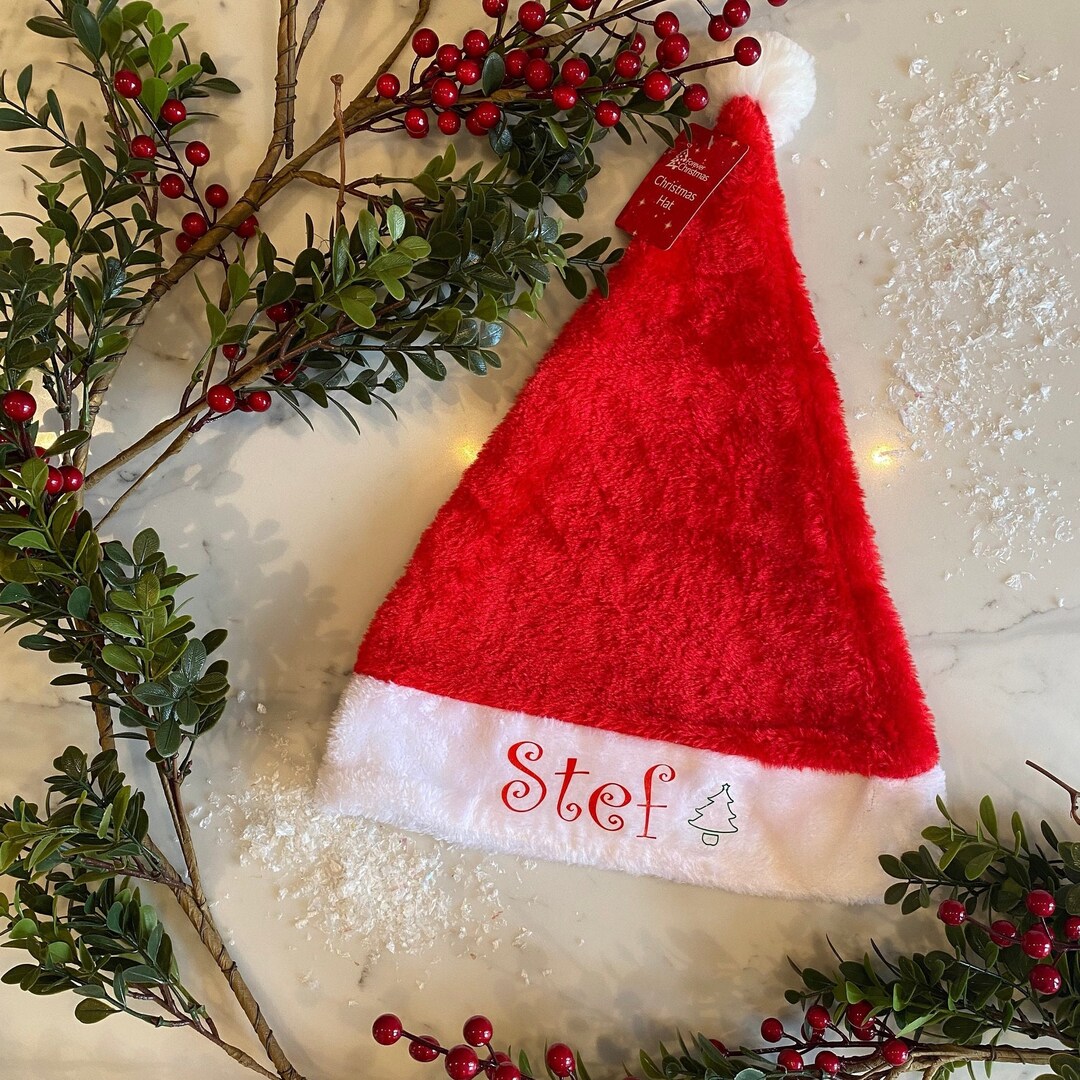RED SANTA HAT With Festive Symbol Personalised Christmas Hat - Etsy UK