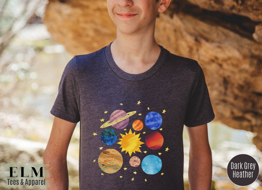 Retro Planets Solar System Science Youth Tshirt, Outer Space Shirt for ...