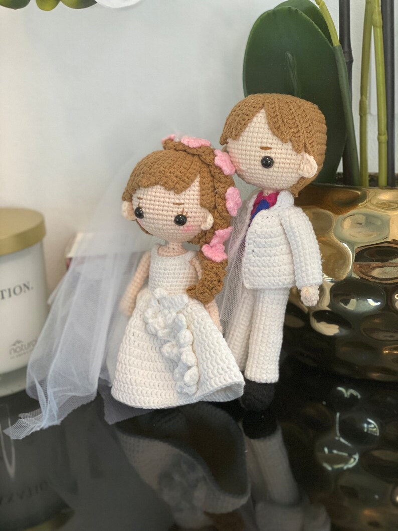 Cute Bride & Groom Amigurumi Crochet Dolls | Engagement Gift | Wedding ...