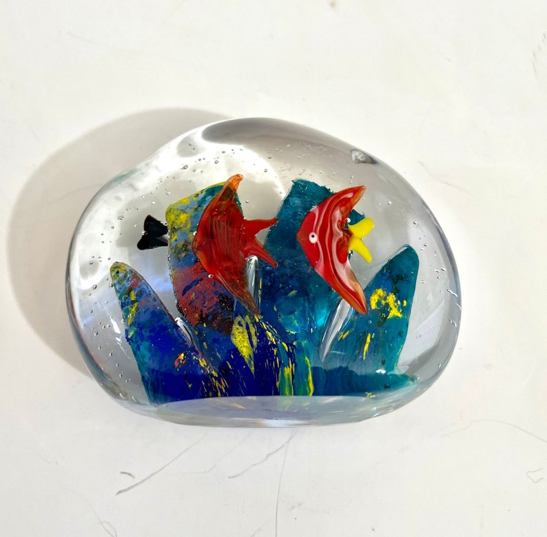 Vintage SDS Seapoot Group Art Glass Fish Tank Aquarium Paperweight ...