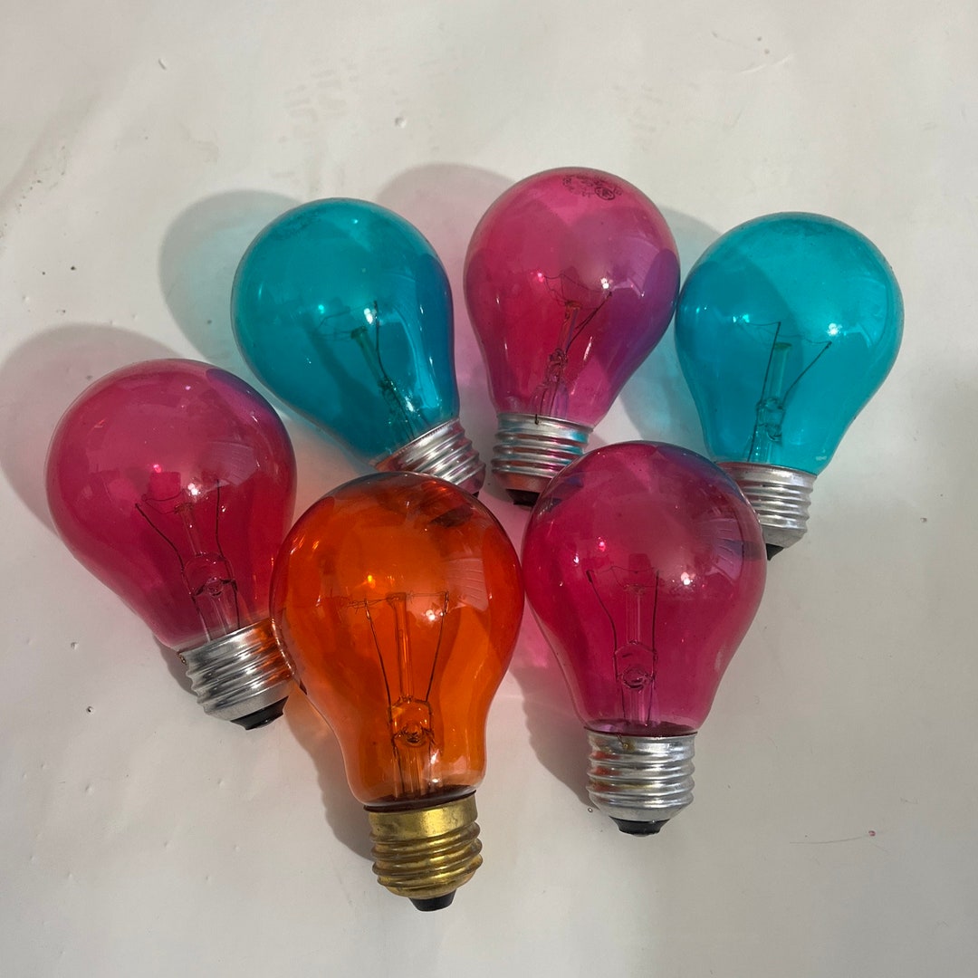 6 Light Colored Bulbs Blue, Orange & Purple Birthday Christmas ...