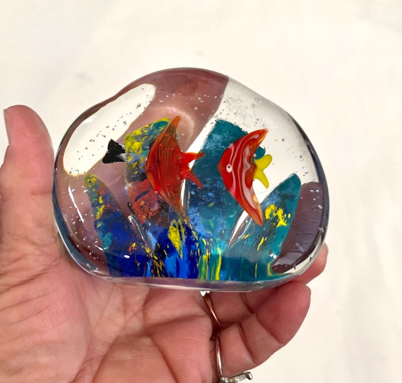Vintage SDS Seapoot Group Art Glass Fish Tank Aquarium Paperweight ...