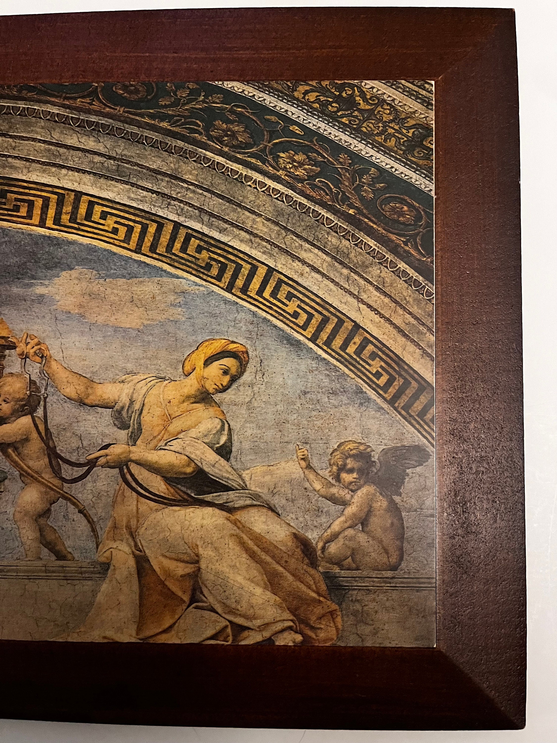 Walnut Wood Lithography Scene Allegory of Virtue Plaque Angels - Etsy