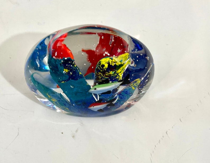 Vintage SDS Seapoot Group Art Glass Fish Tank Aquarium Paperweight ...