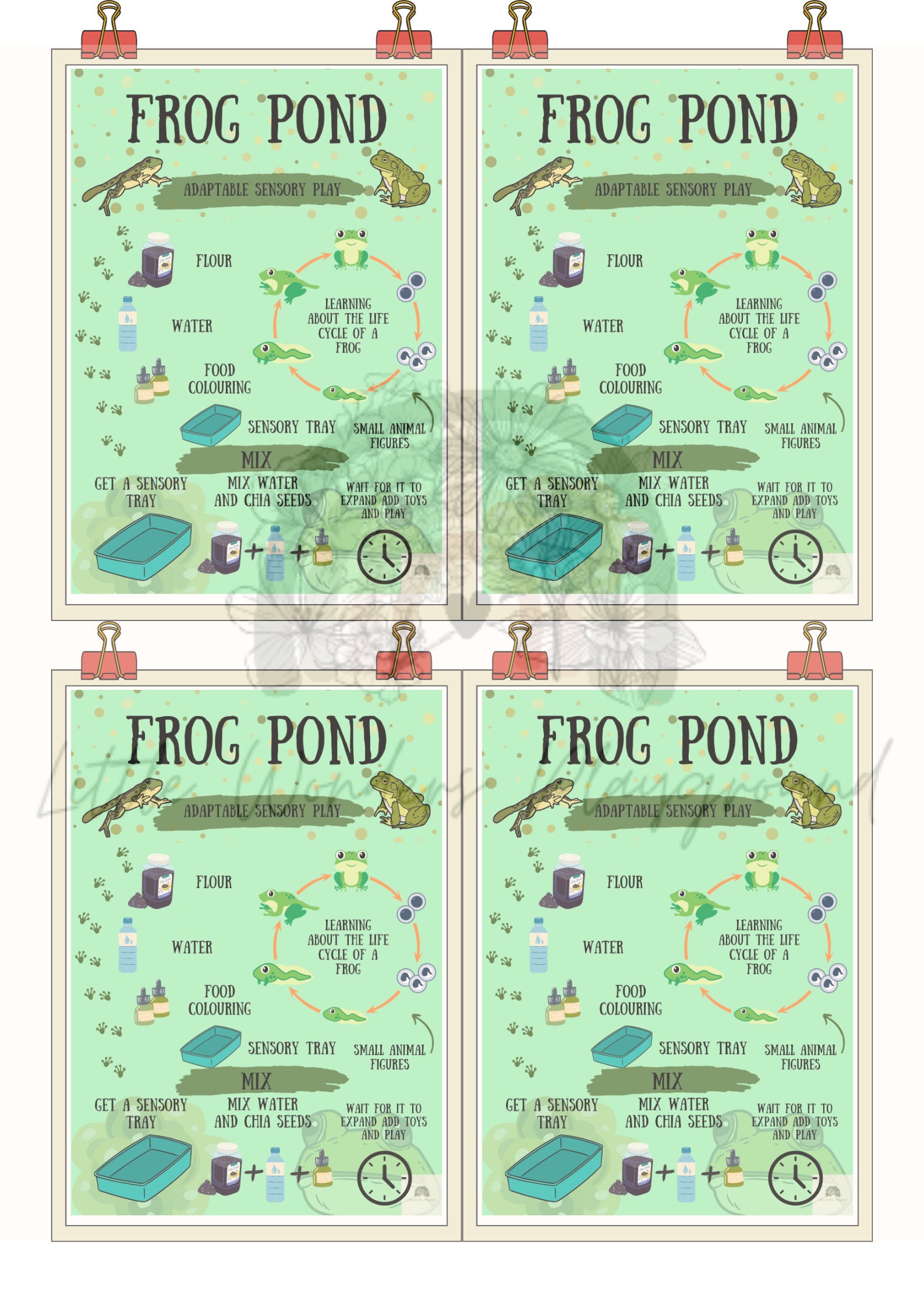 Frog Pond Messy Play Recipe Card/ Preschool Supplies/ Children ...
