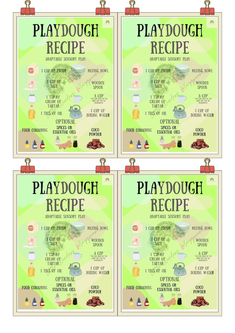Playdough Recipe Card [digital]/ Preschool Supplies/ Children ...