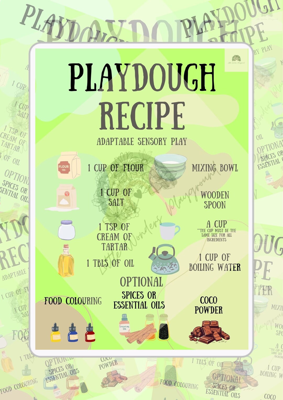 Playdough Recipe Card/ Preschool Supplies/ Children/ Independence ...