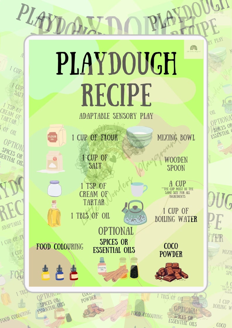 Playdough Recipe Card [digital]/ Preschool Supplies/ Children ...