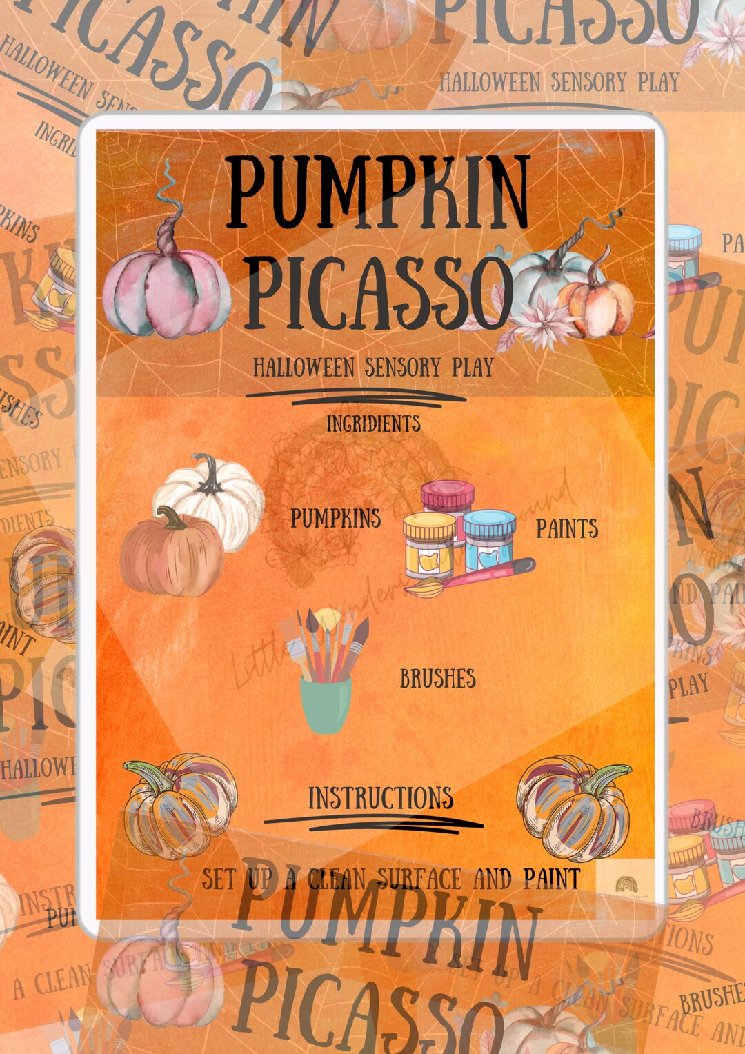 Pumpkin Picasso Sensory Play/ Halloween Sensory Play/ Recipe Card ...