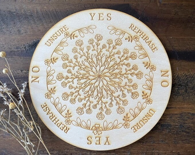 Wheel of Herbs Pendulum Board Kit Floral Engraved Wood Witch Spirit ...