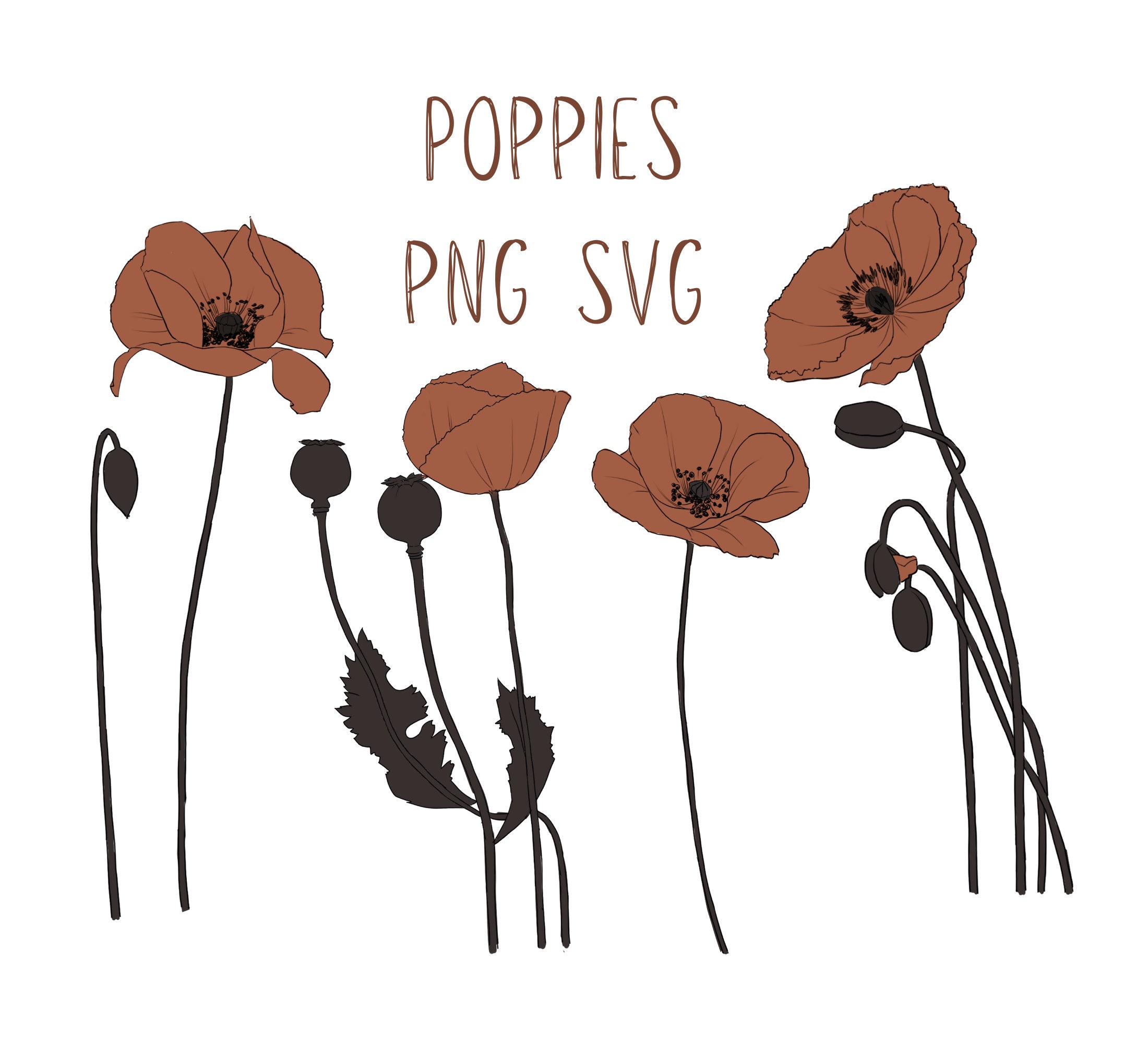 Poppies Svg Png Poppy Flower Svg Wild Flower Svg Poppy Cut Etsy