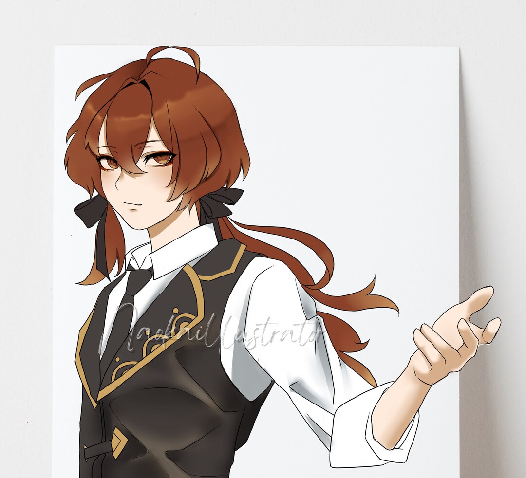 Diluc Genshin Impact Emotes Genshin Digital Print - Etsy