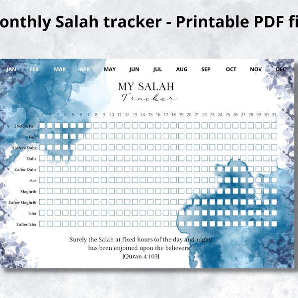 Salah Tracker Pdf - Etsy