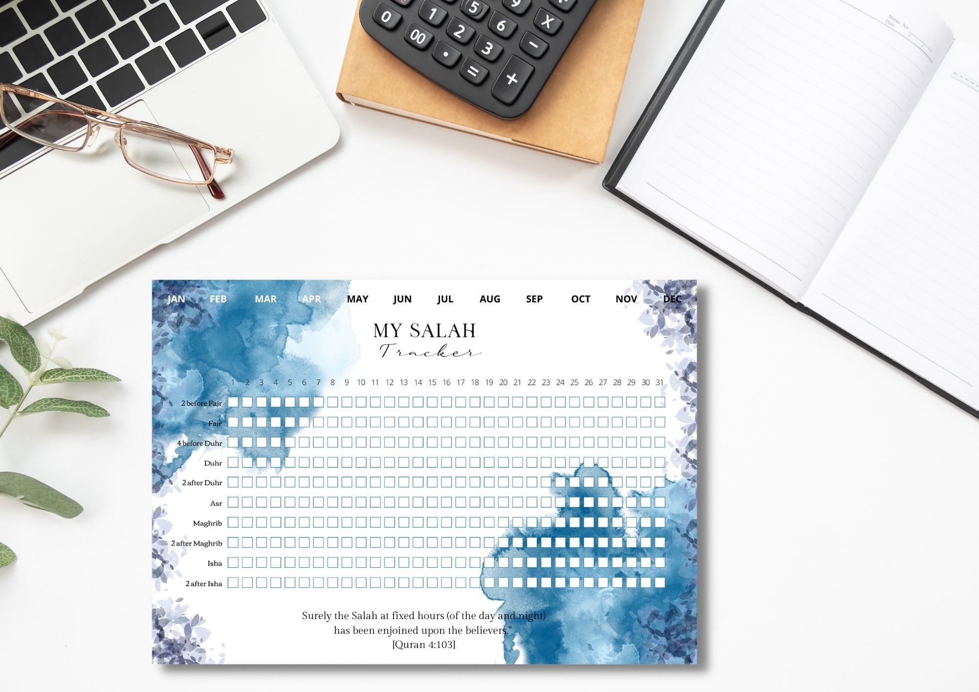 Monthly Salah Tracker/planner - Printable PDF File - Etsy