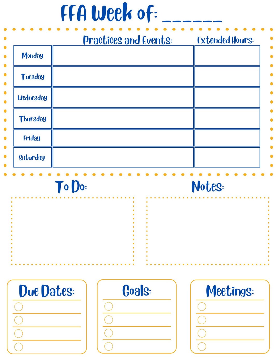 Week in FFA Planner - Etsy