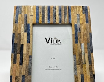 Tabletop- Handmade Mango Wood and Marble 4x6 Photo Frame, Picture Frame ...