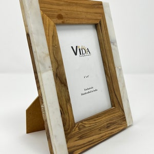 Tabletop- Handmade Mango Wood and Marble 4x6 Photo Frame, Picture Frame ...