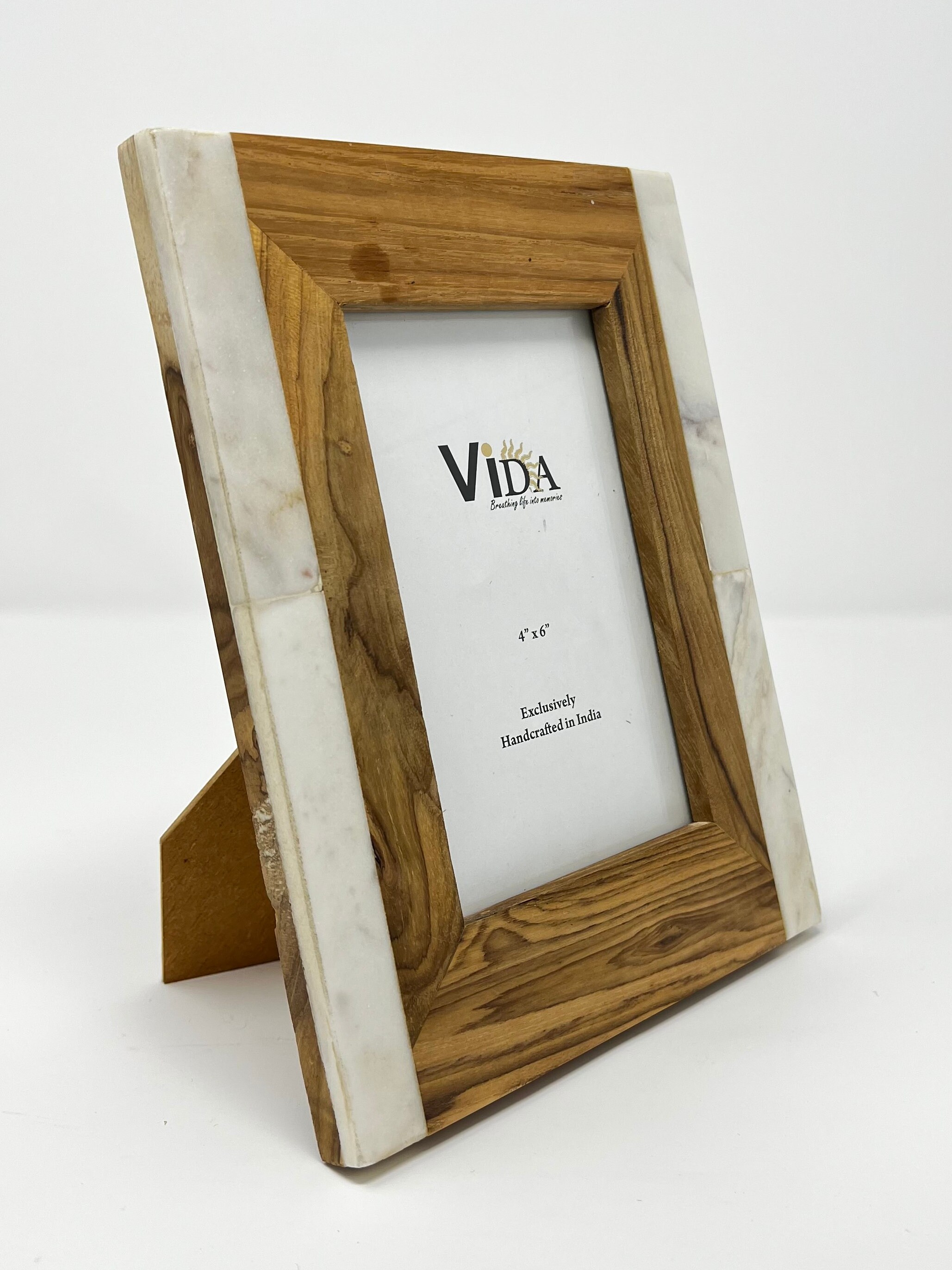 Tabletop- Handmade Mango Wood and Marble 4x6 Photo Frame, Picture Frame ...