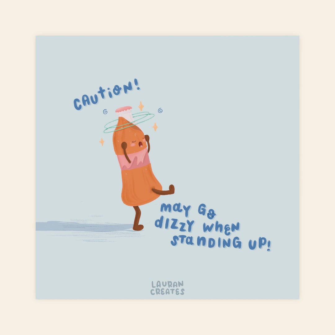 DIZZY BOTTLE PRINT Illustration Print Chronic Illness Print. Square ...