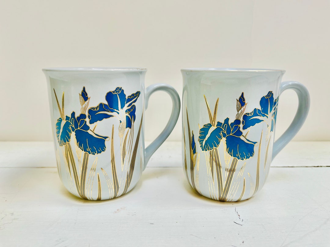 Vintage Otagiri Royal Iris Mugs: Japanese Floral Ceramic Set - Etsy