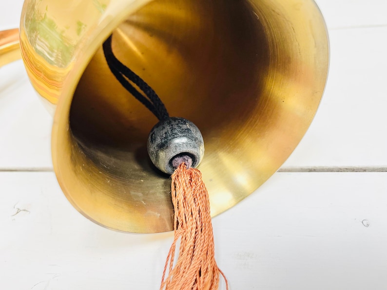 Vintage Brass Copper Metal Door Bell Wall Hanging Doorbell Chime Tassel ...