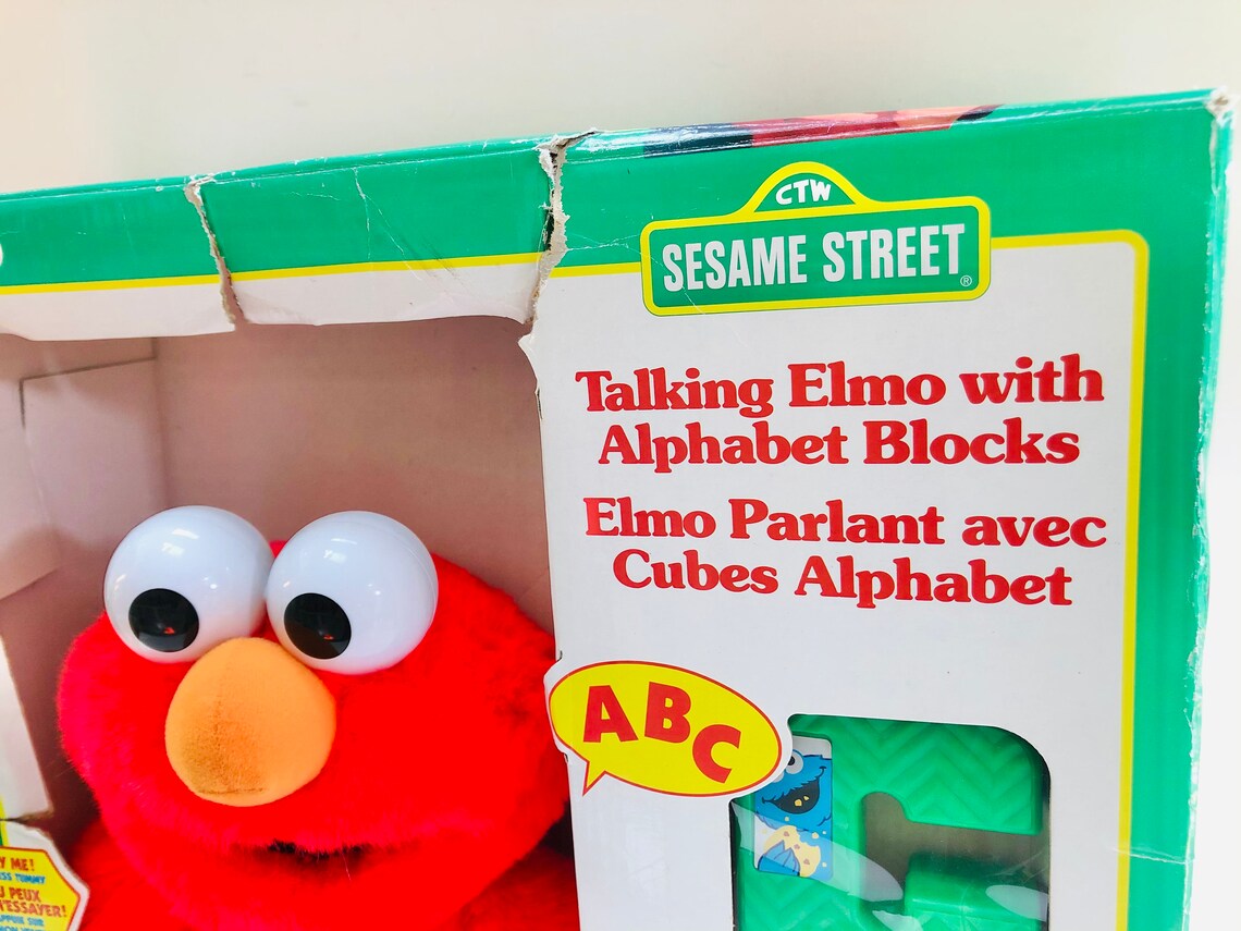 Sesame Street Tyco Talking Elmo With Alphabet Blocks Letters Vintage ...