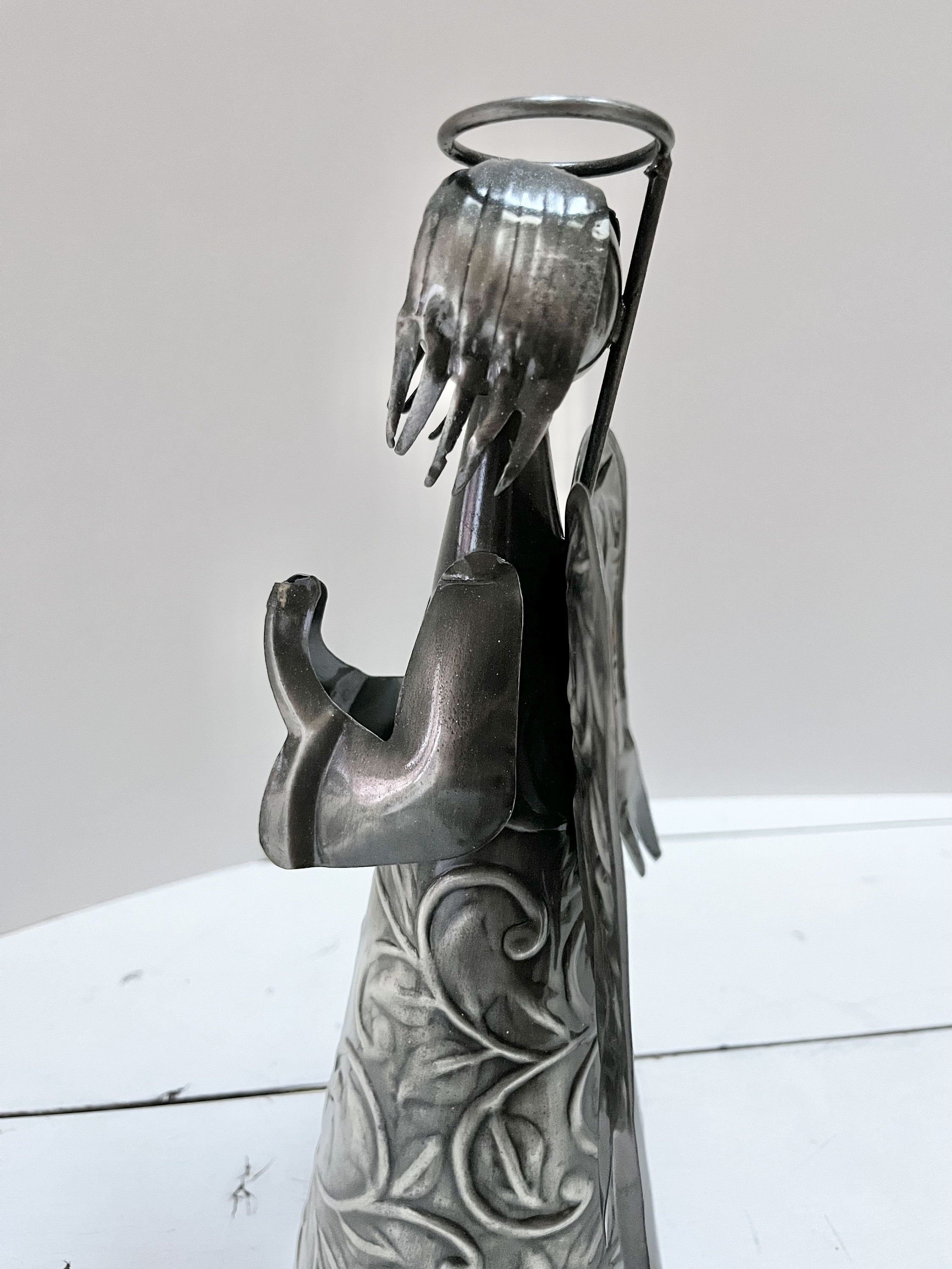 Metal Angel Embossed Figurine Sculpture Christmas Peace Home Tree ...