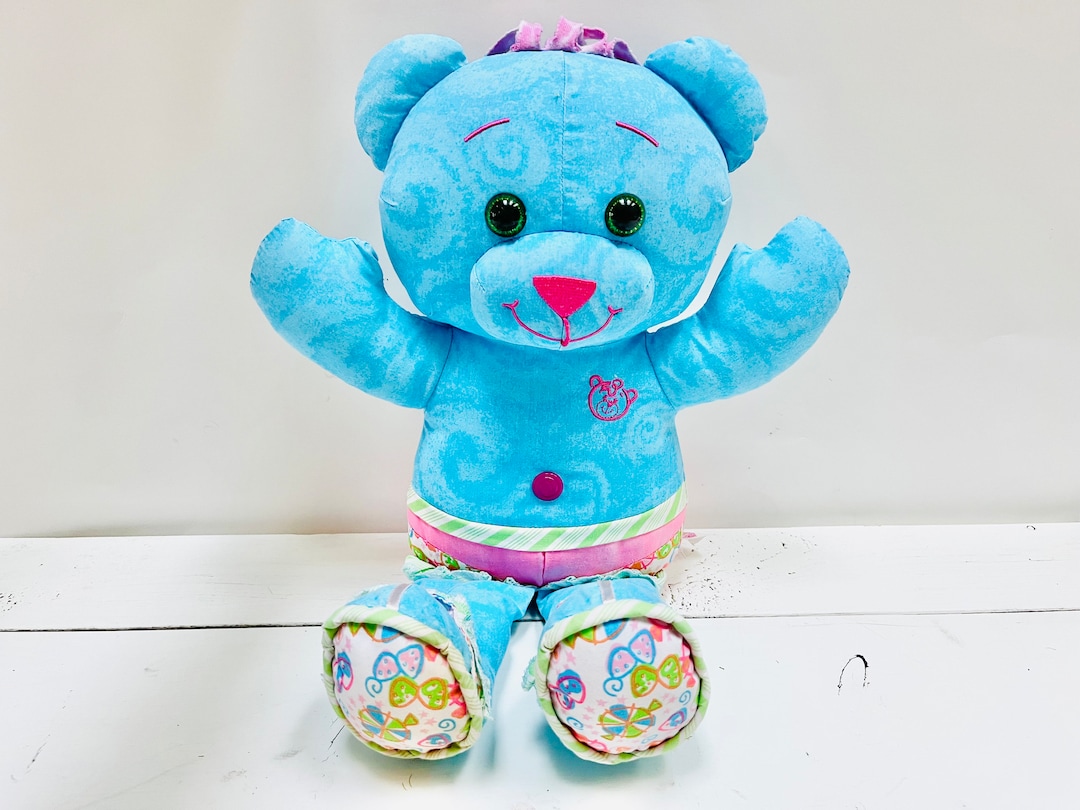 Blue Doodle Bear Plush Stuffy Soft Drawing Toy Doll Teddy 2004 Jacks ...