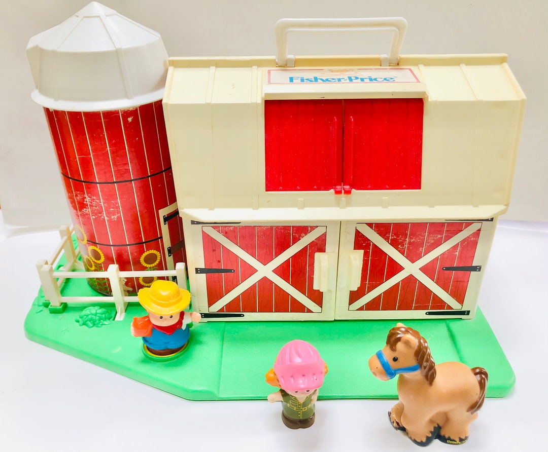 Fisher Price Little People Vintage Barn Set Farm Toys Animals Farmer ...