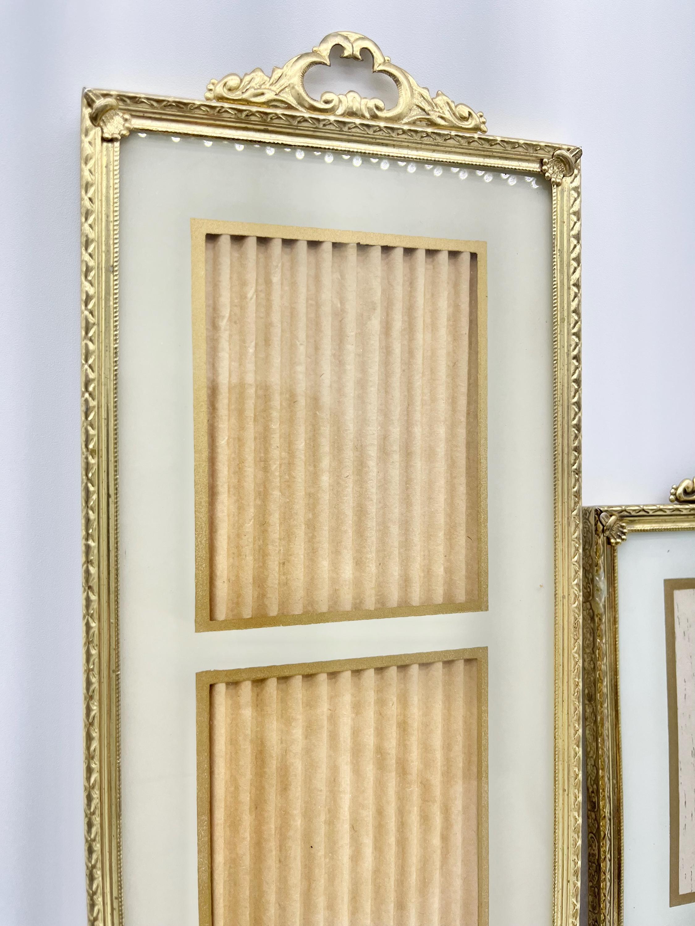Vintage Multi Picture Vertical Frames: Gold Brass Metal Photos Vanity ...