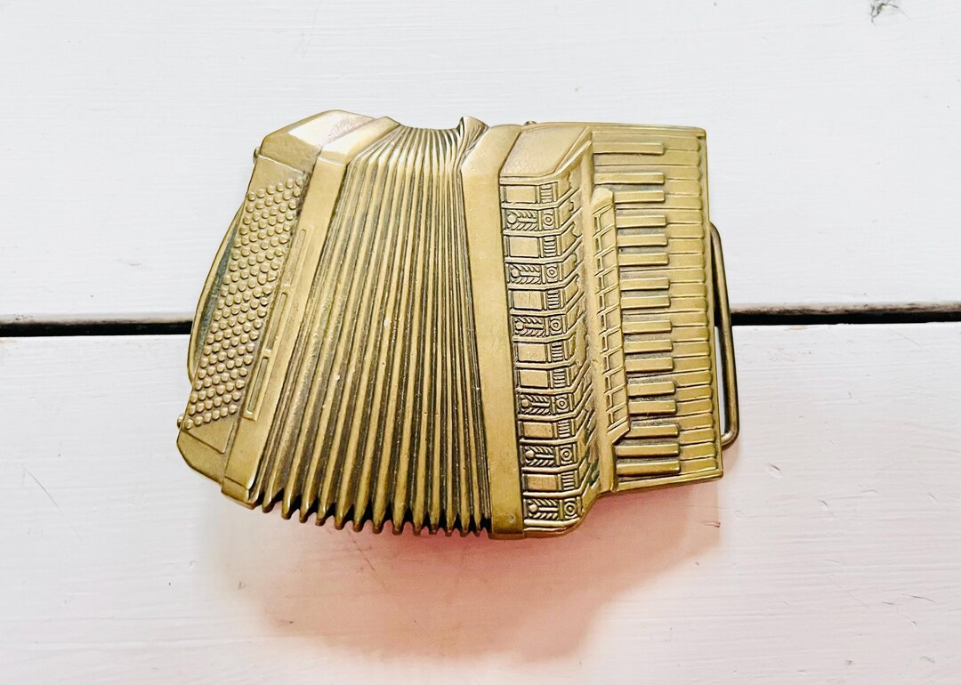 Vintage Solid Brass Belt Buckle Accordian 1982 Squeezebox by Baron ...