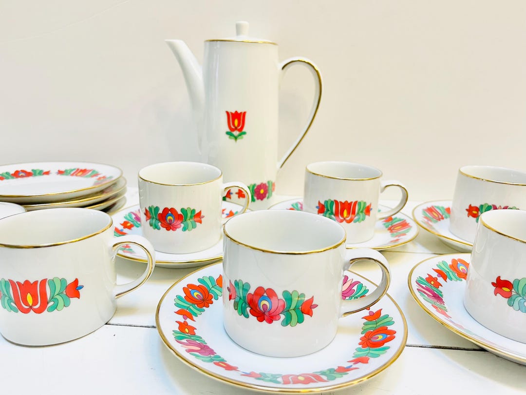 Tibor Rada Floral Tea Set: Canadian Designer Espresso Cups, Saucers ...