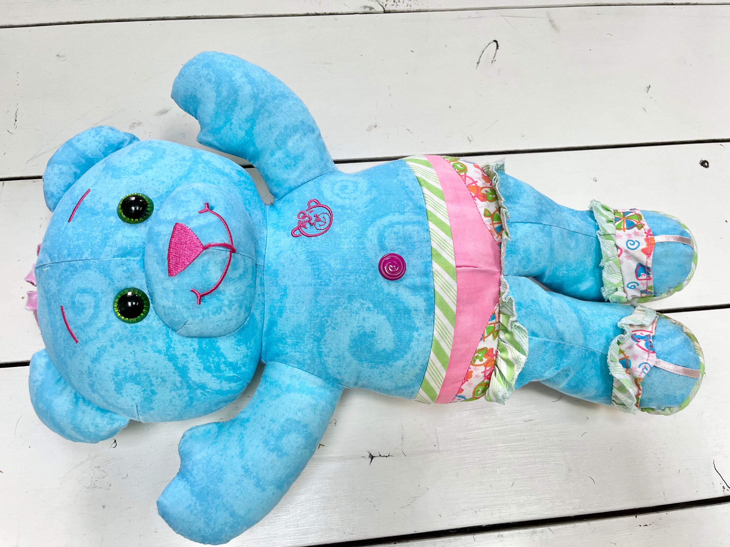 Blue Doodle Bear Plush Stuffy Soft Drawing Toy Doll Teddy 2004 Jacks ...