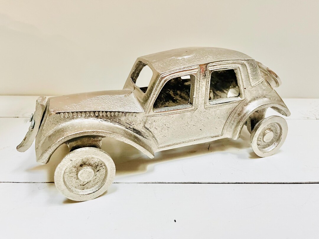 Vintage Pewter Car: 10.5" Metal Vehicle, Made in India - Etsy