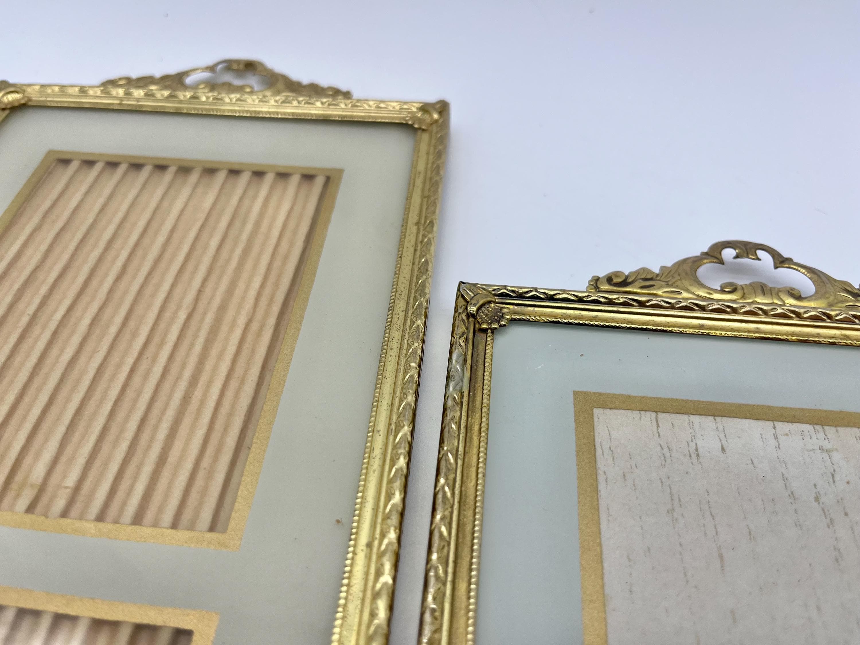 Vintage Multi Picture Vertical Frames: Gold Brass Metal Photos Vanity ...