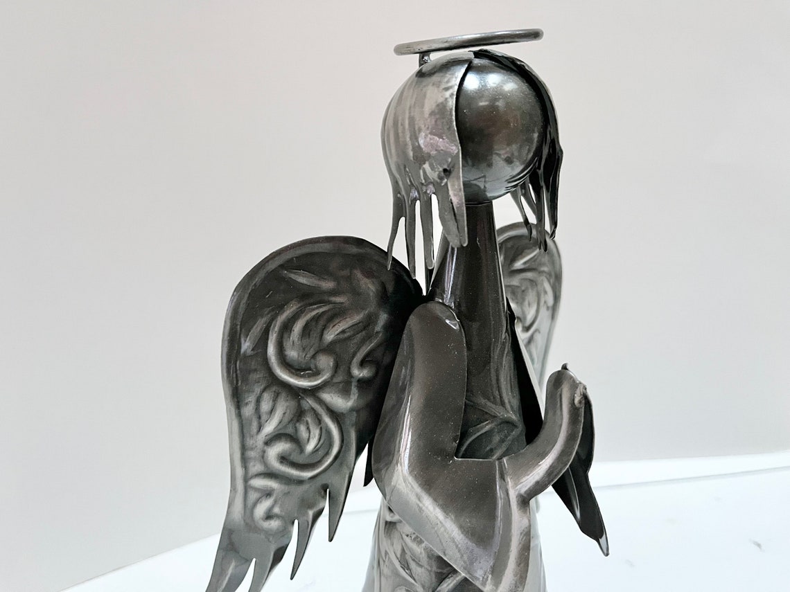 Metal Angel Embossed Figurine Sculpture Christmas Peace Home Tree ...