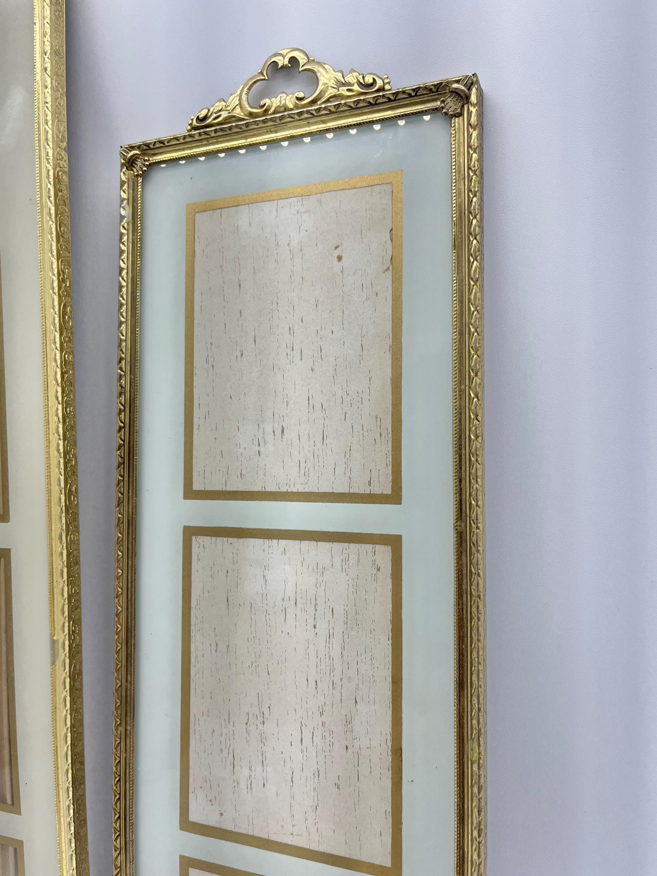 Vintage Multi Picture Vertical Frames: Gold Brass Metal Photos Vanity ...