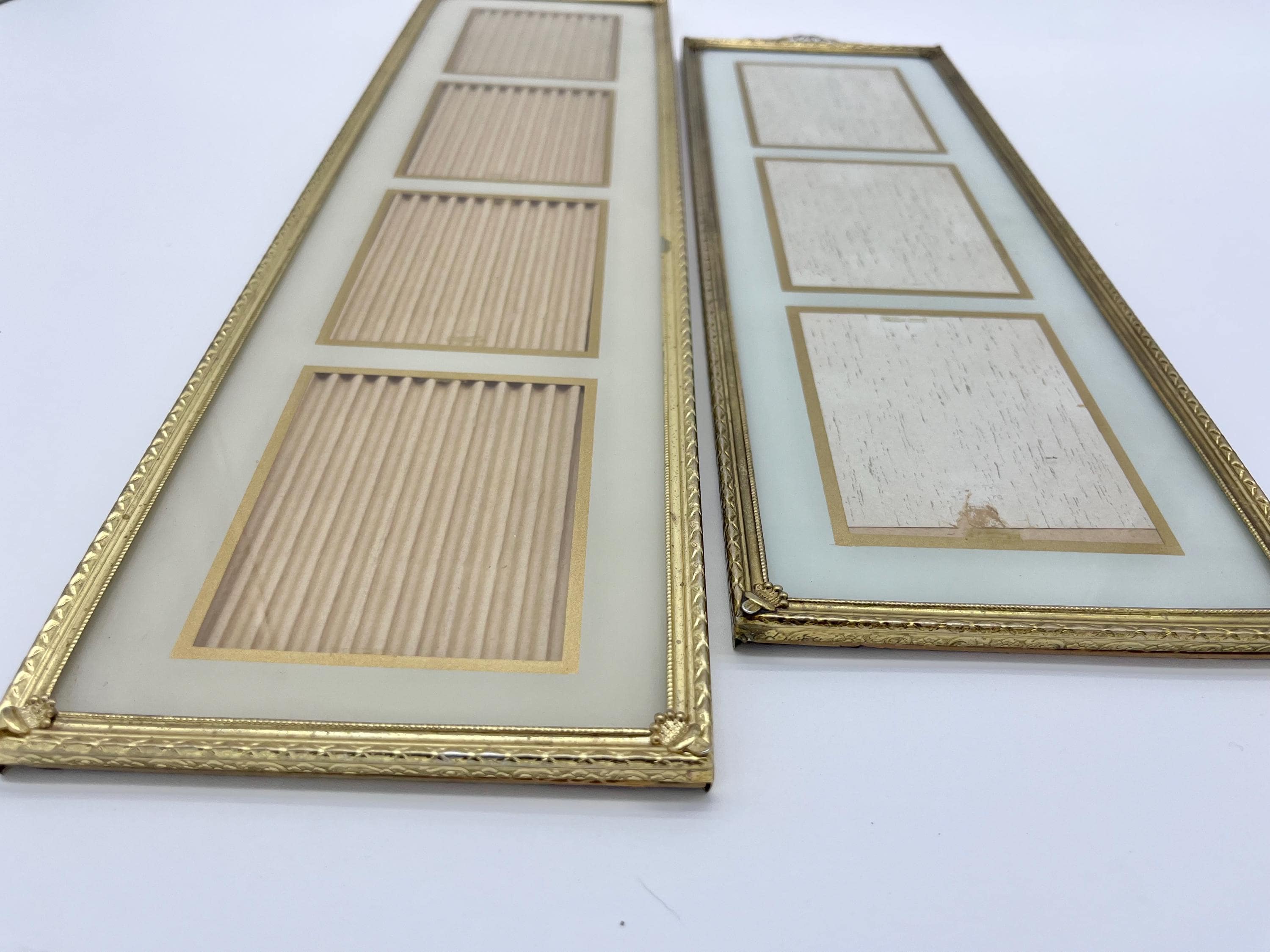 Vintage Multi Picture Vertical Frames: Gold Brass Metal Photos Vanity ...