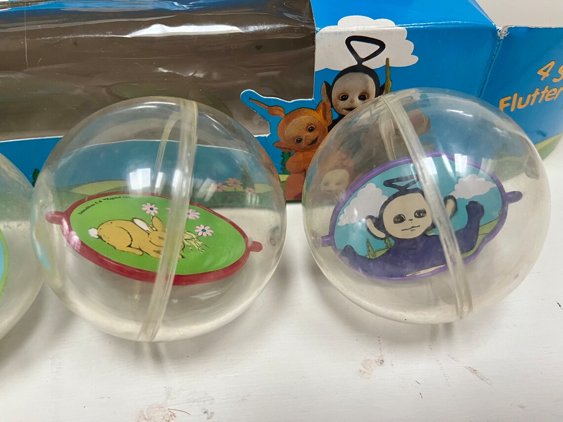 Rare Vintage Teletubbies Toys Complete Set of 4 Small Rolling Flutter ...