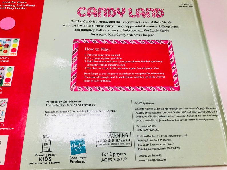 Candyland A Surprise Adventure Book and Game Stickers Spinner Hasbro ...