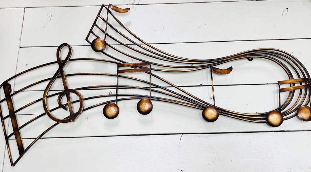Vintage Metal Music Notes Wall Hanging: Bronzed Treble Clef Decor - Etsy