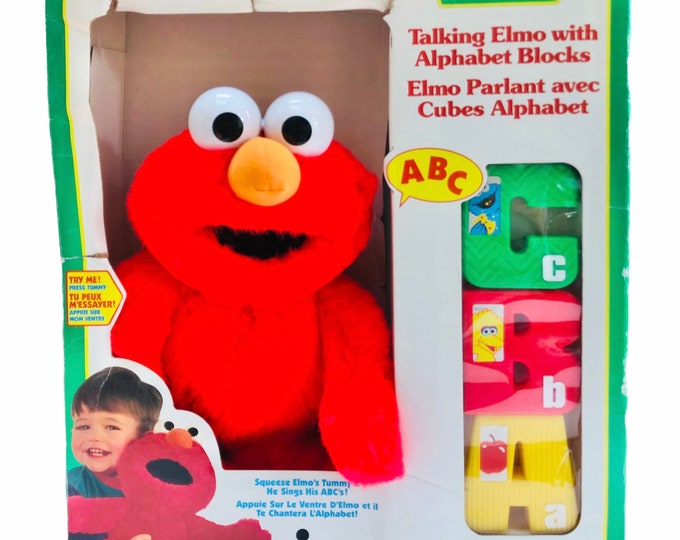 Sesame Street Tyco Talking Elmo With Alphabet Blocks Letters Vintage ...