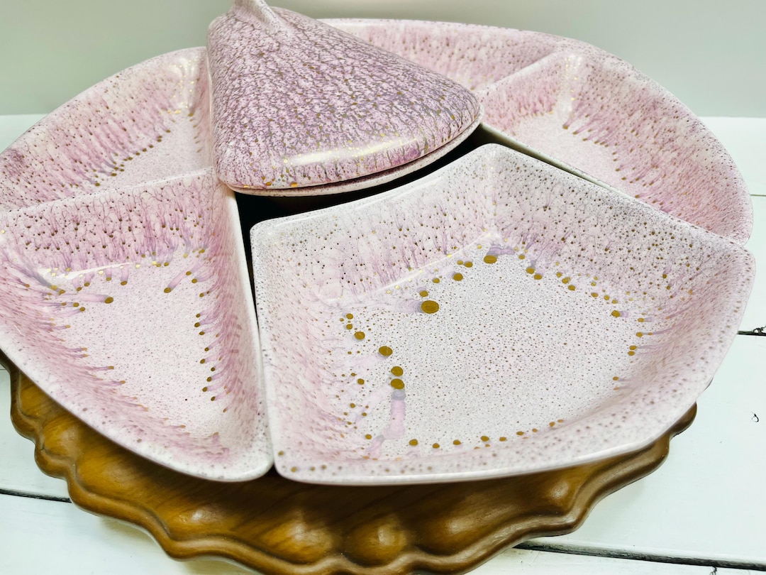 Vintage Marcia of California Pottery Lazy Susan: Atomic Pink & Gold ...
