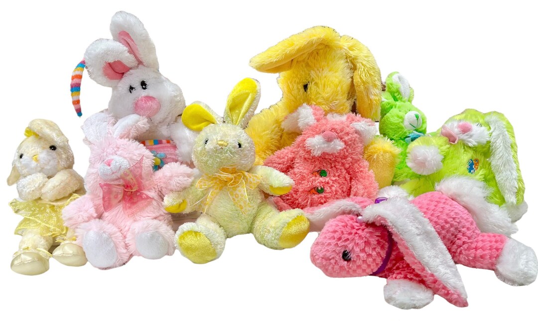 Huge Lot of 9 Rabbits Easter Bunnies Bunny Soft Stuffies Plush Toys ...