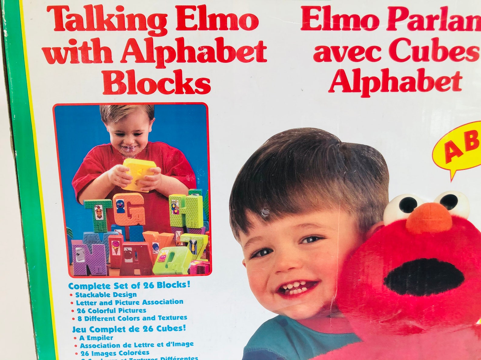 Sesame Street Tyco Talking Elmo With Alphabet Blocks Letters Vintage ...