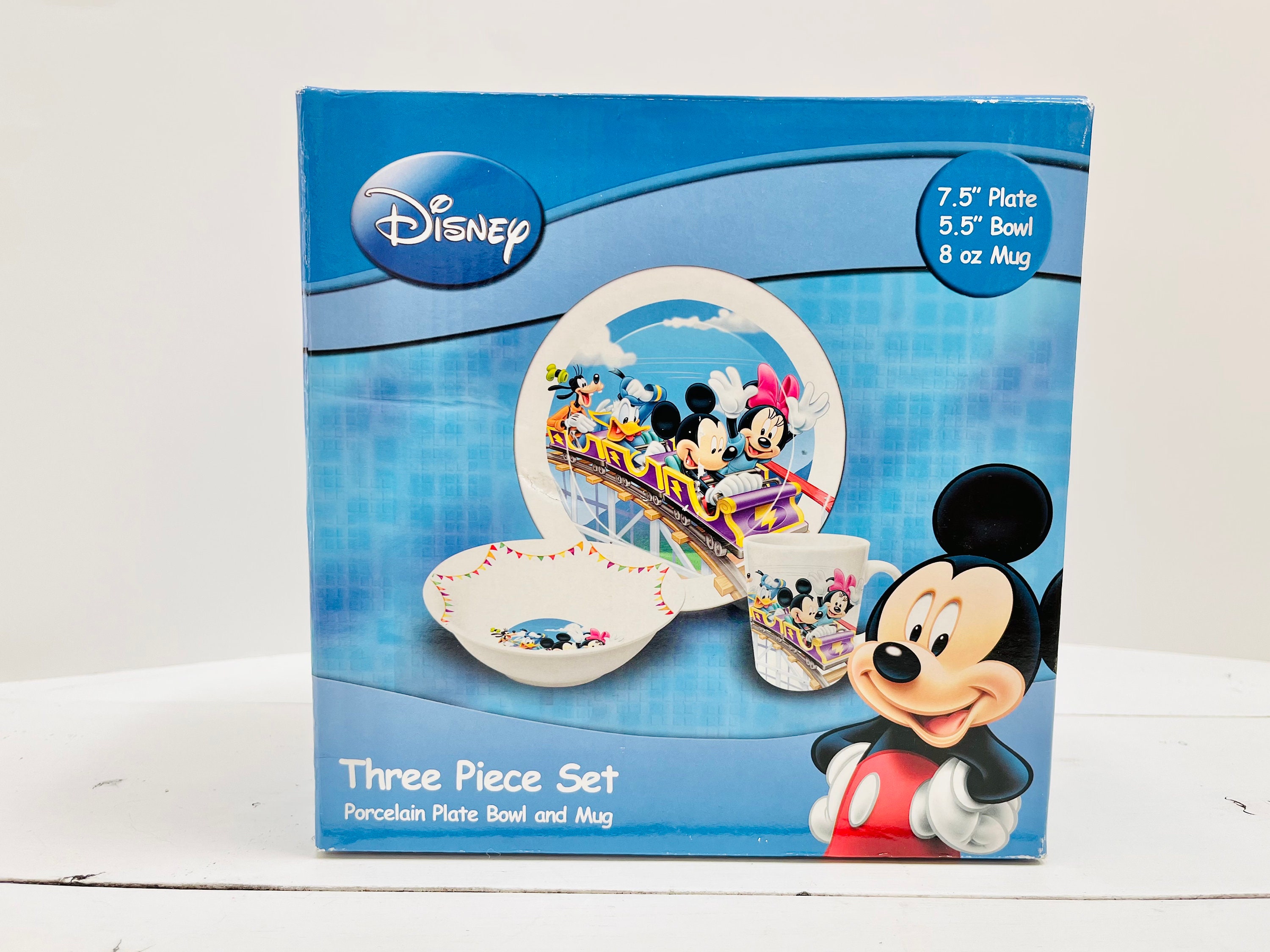 NIB New Disney Mickey Mouse Three Piece Set Porcelain Plate Bowl and ...