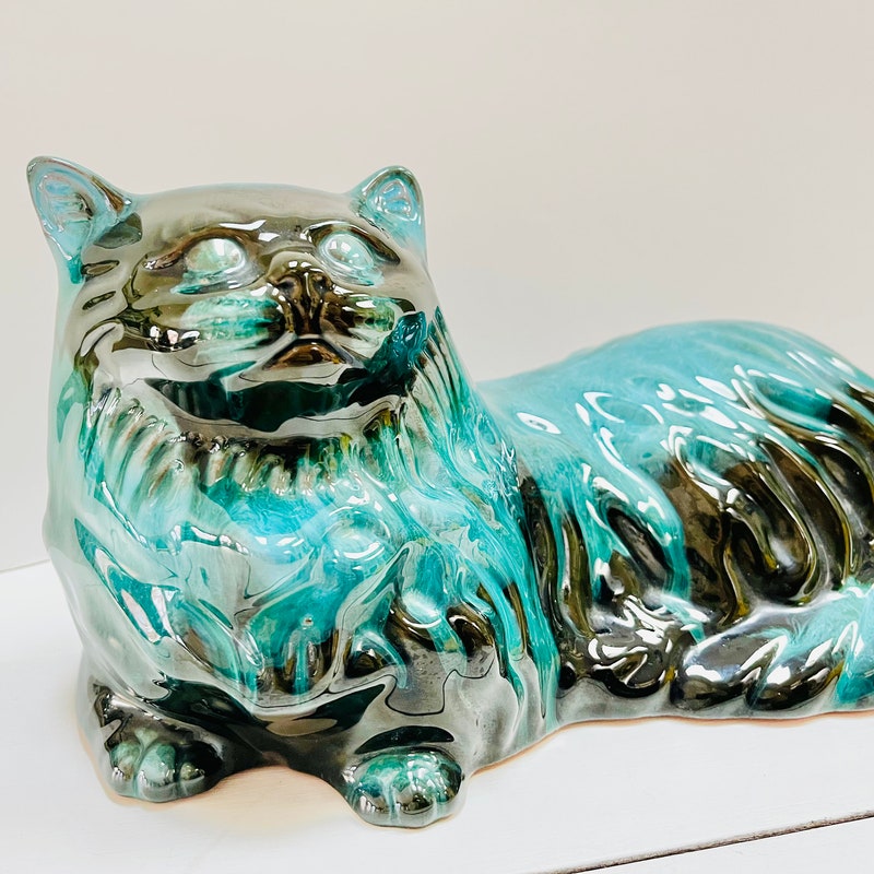 Large Pottery Cat Figurine - Etsy