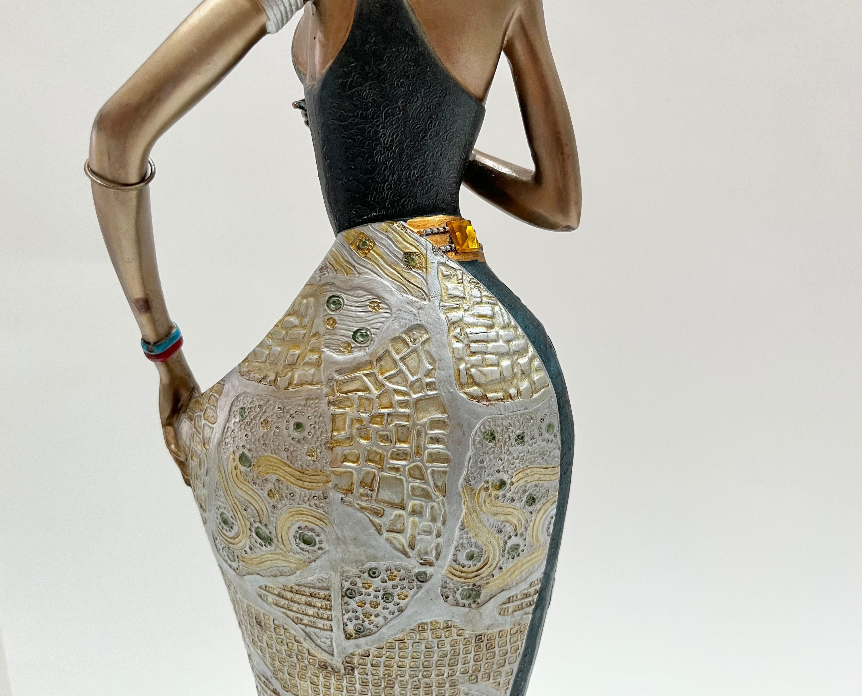 African Woman and Child Turtle King Corp Vintage Statue Figurine Decor ...